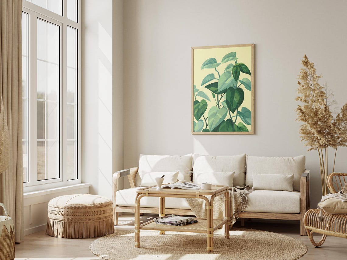 Minimalist Plant Poster Green Leaf Art Print Botanical Wall Decor Home ...