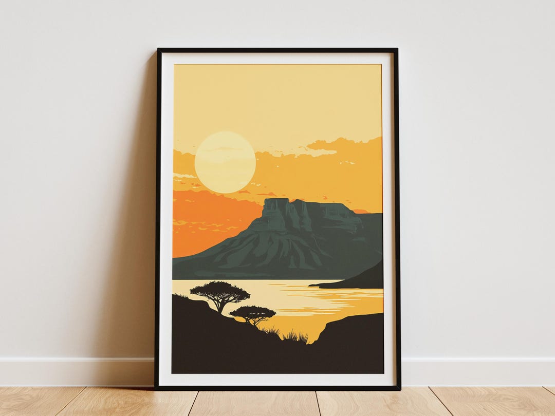 Table Mountain National Park South Africa Sunset Landscape Poster Print ...