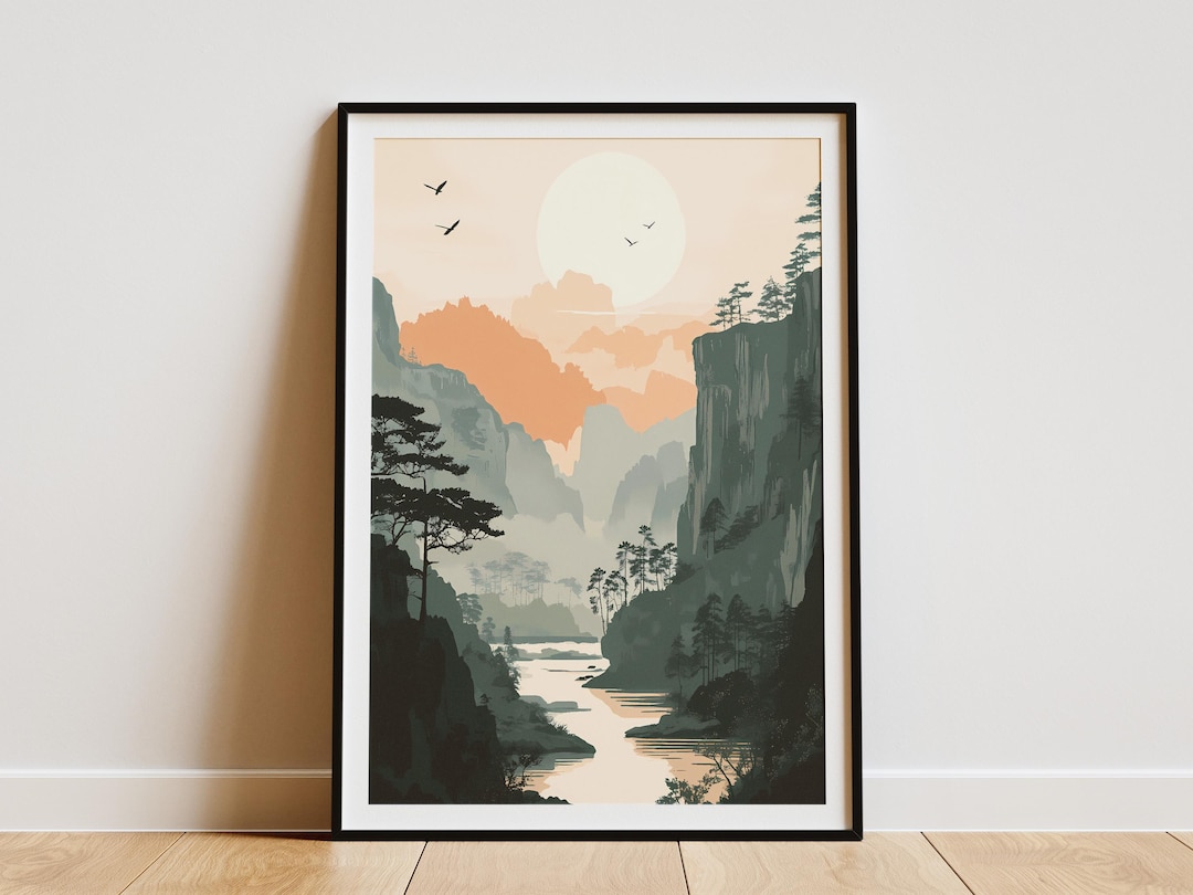 China Wolong Nature Reserve Poster Asian Landscape Print Mountains ...