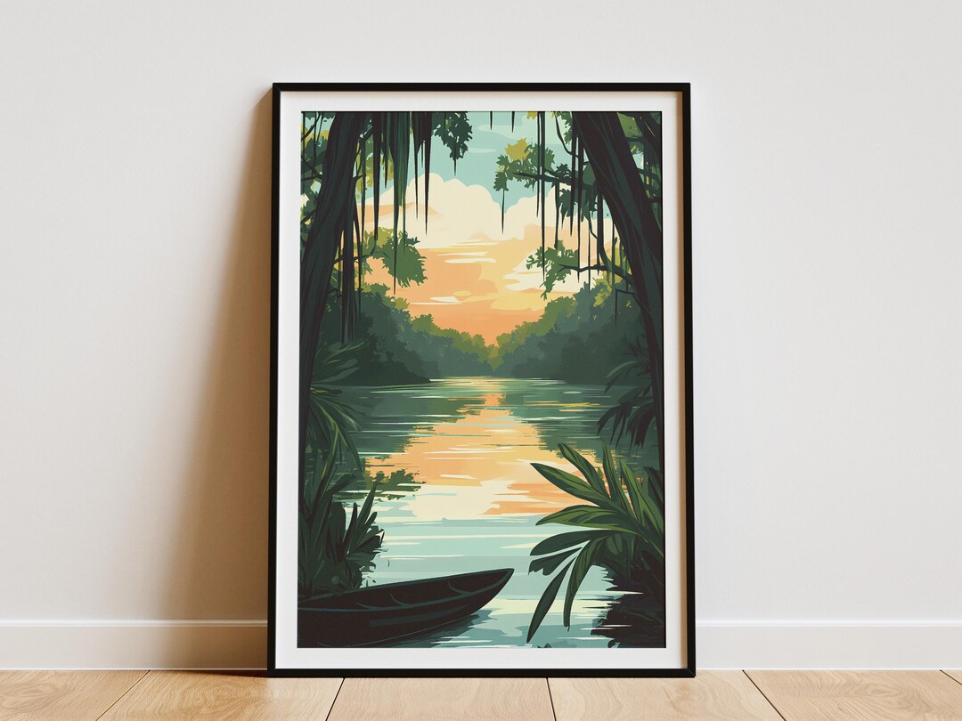 Bayou Bartholomew Sunset Landscape Poster Louisiana Swamp Art Print ...