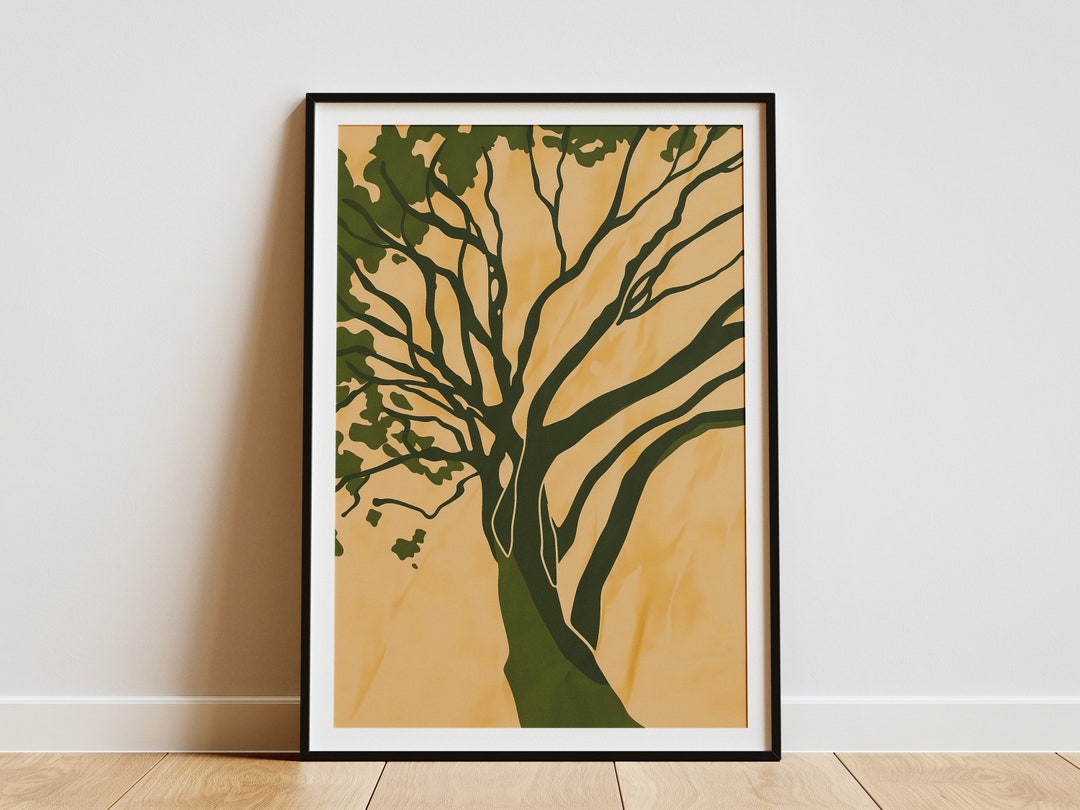 Minimalist Tree Poster Green Tree Wall Art Abstract Nature Print ...