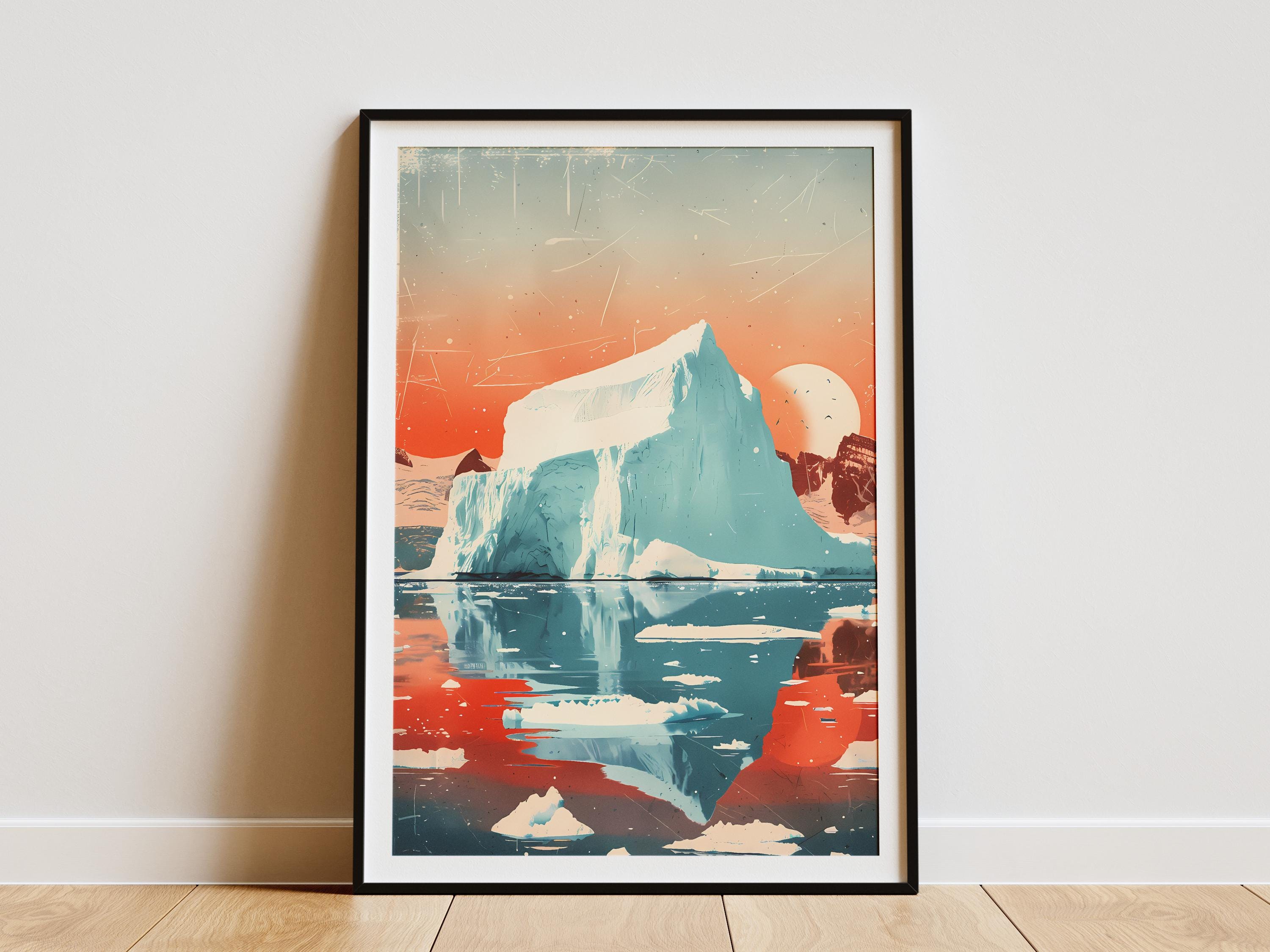 Minimalist Iceberg Poster Abstract Landscape Art Print Mid Century ...