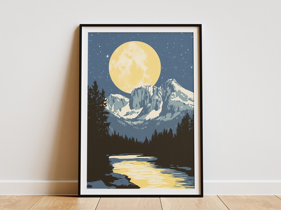 Yellowstone National Park Poster Wyoming Montana Idaho Moon Print ...