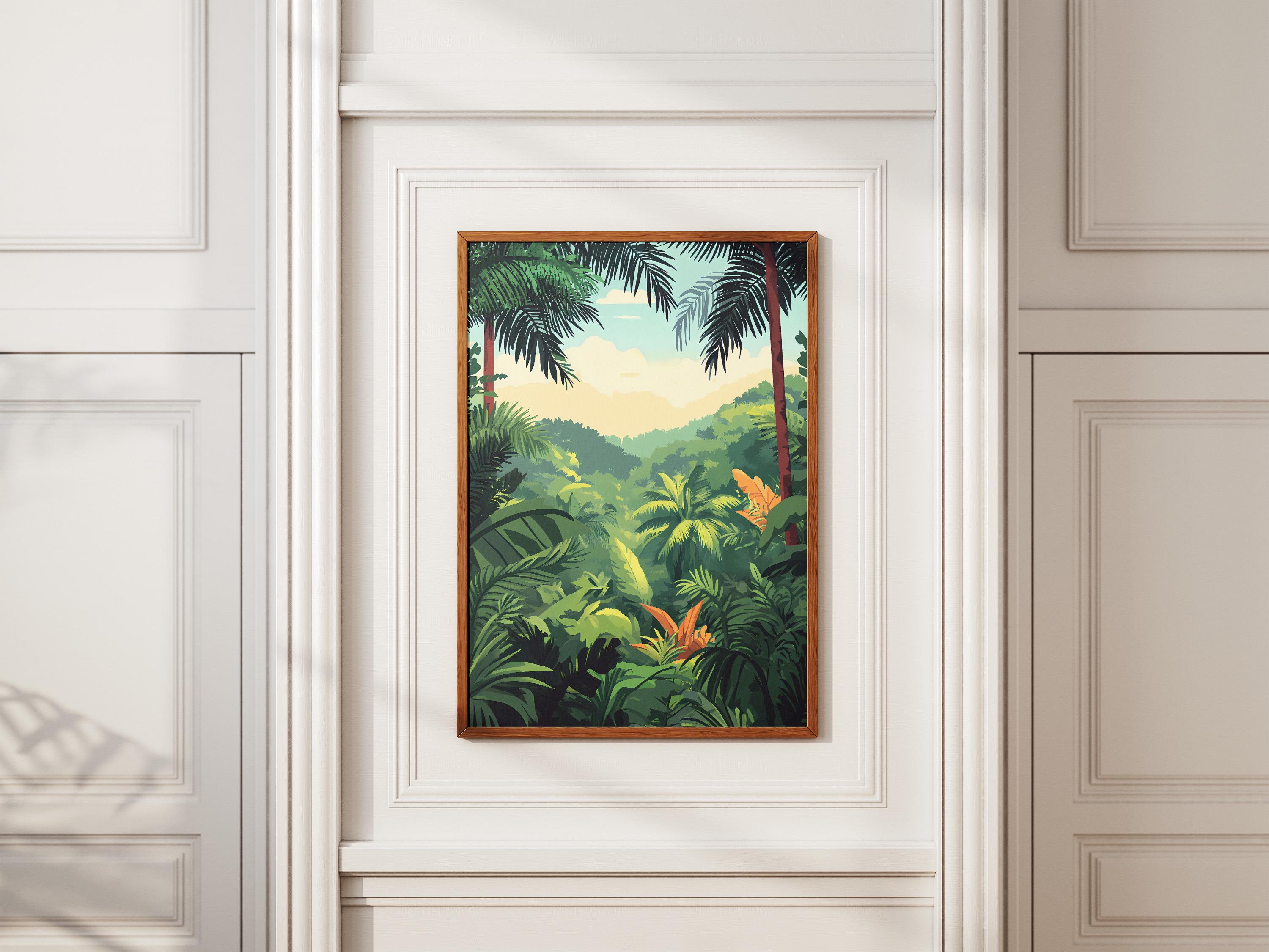 Lush Tropical Rainforest Poster Print Exotic Palm Trees and Jungle ...