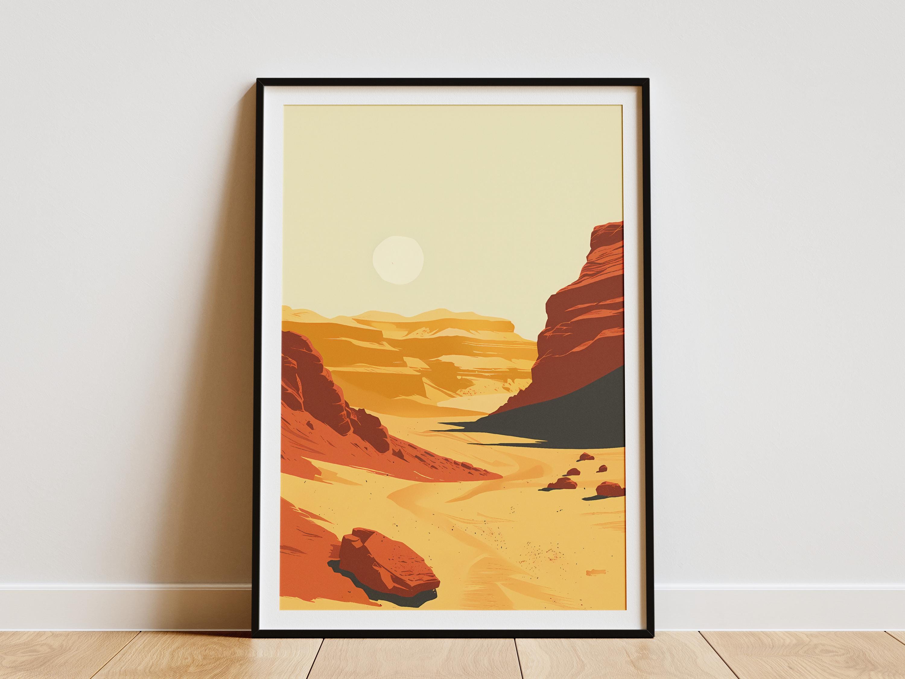 Negev Desert Israel Poster Minimalist Art Print Landscape Illustration ...
