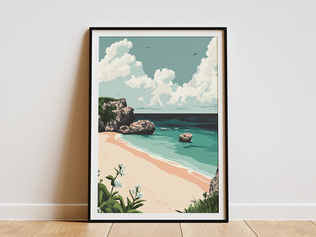 Bermuda Beach Poster Horseshoe Bay Beach Print Coastal Wall Art Bermuda ...