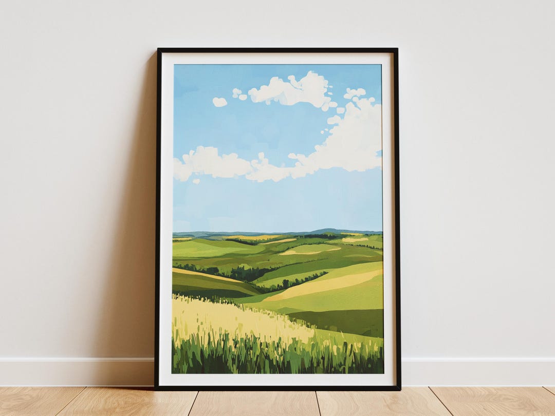 Nebraska Sandhills Landscape Art Print Minimalist Prairie Poster Scenic ...