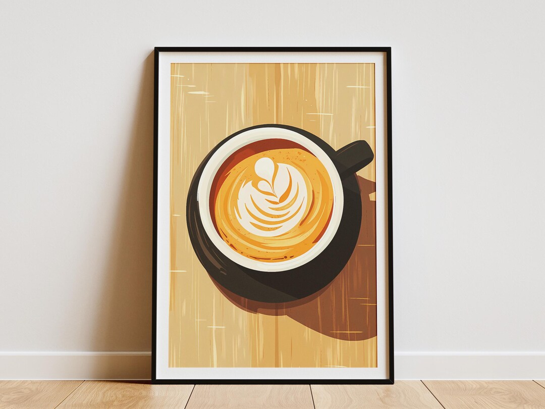 Coffee Latte Poster Coffee Shop Wall Art Minimalist Coffee Print Brown ...