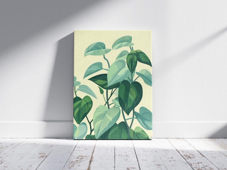 Minimalist Plant Poster Green Leaf Art Print Botanical Wall Decor Home ...