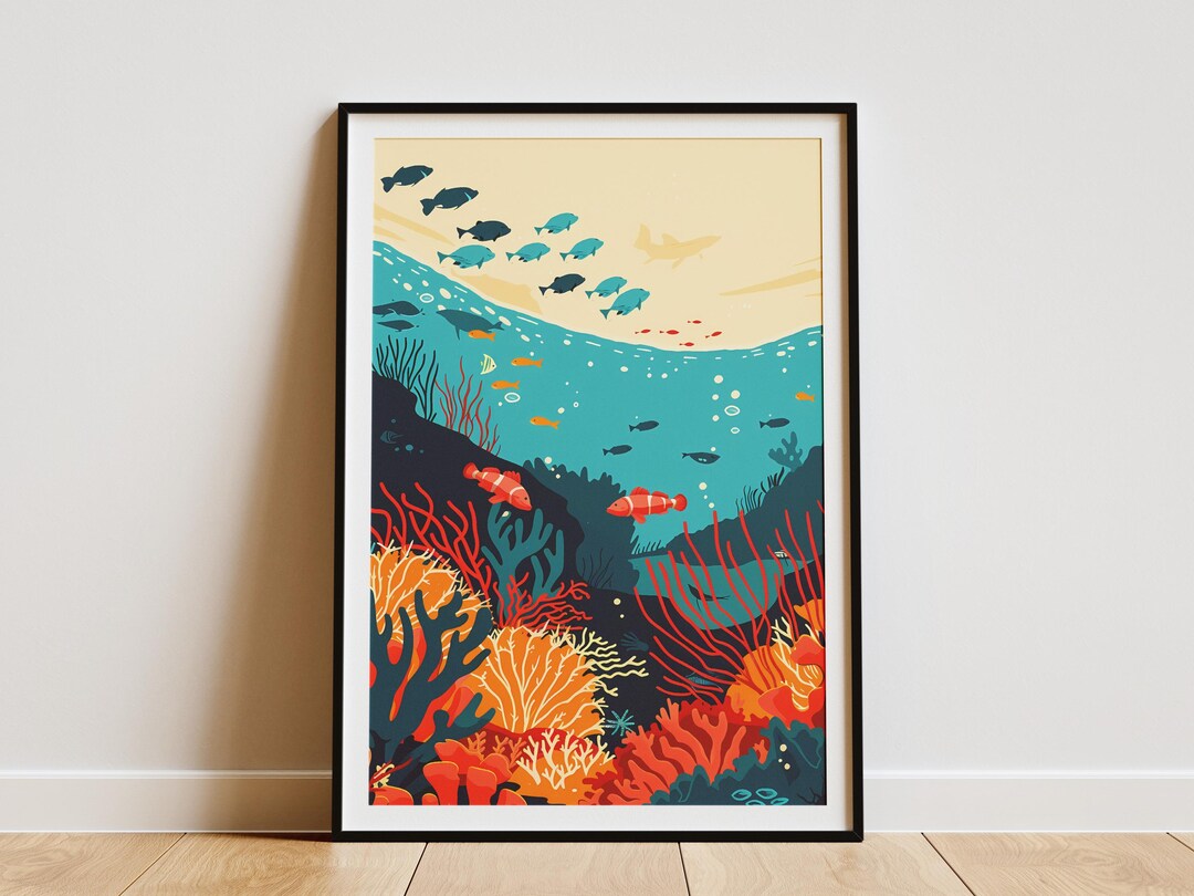 Great Barrier Reef Poster Ocean Art Print Coral Reef Wall Art ...