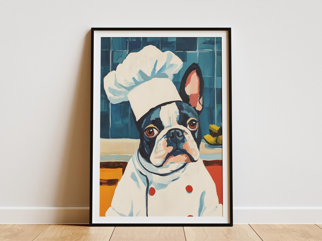 French Bulldog Chef Art Print Kitchen Wall Decor Dog Lover Gift ...