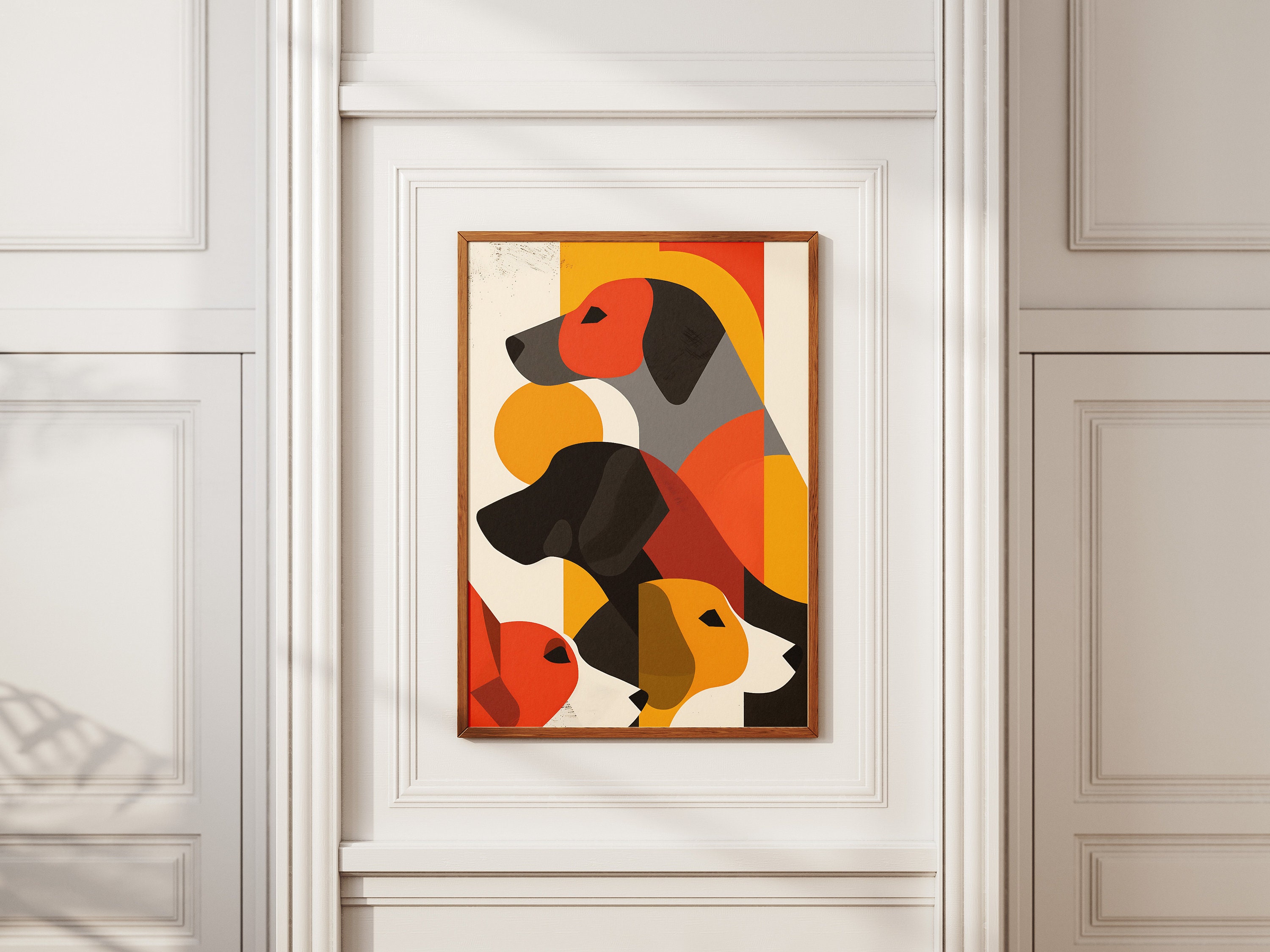 Minimalist Dog Poster Geometric Dog Art Print Abstract Animal Wall Art ...