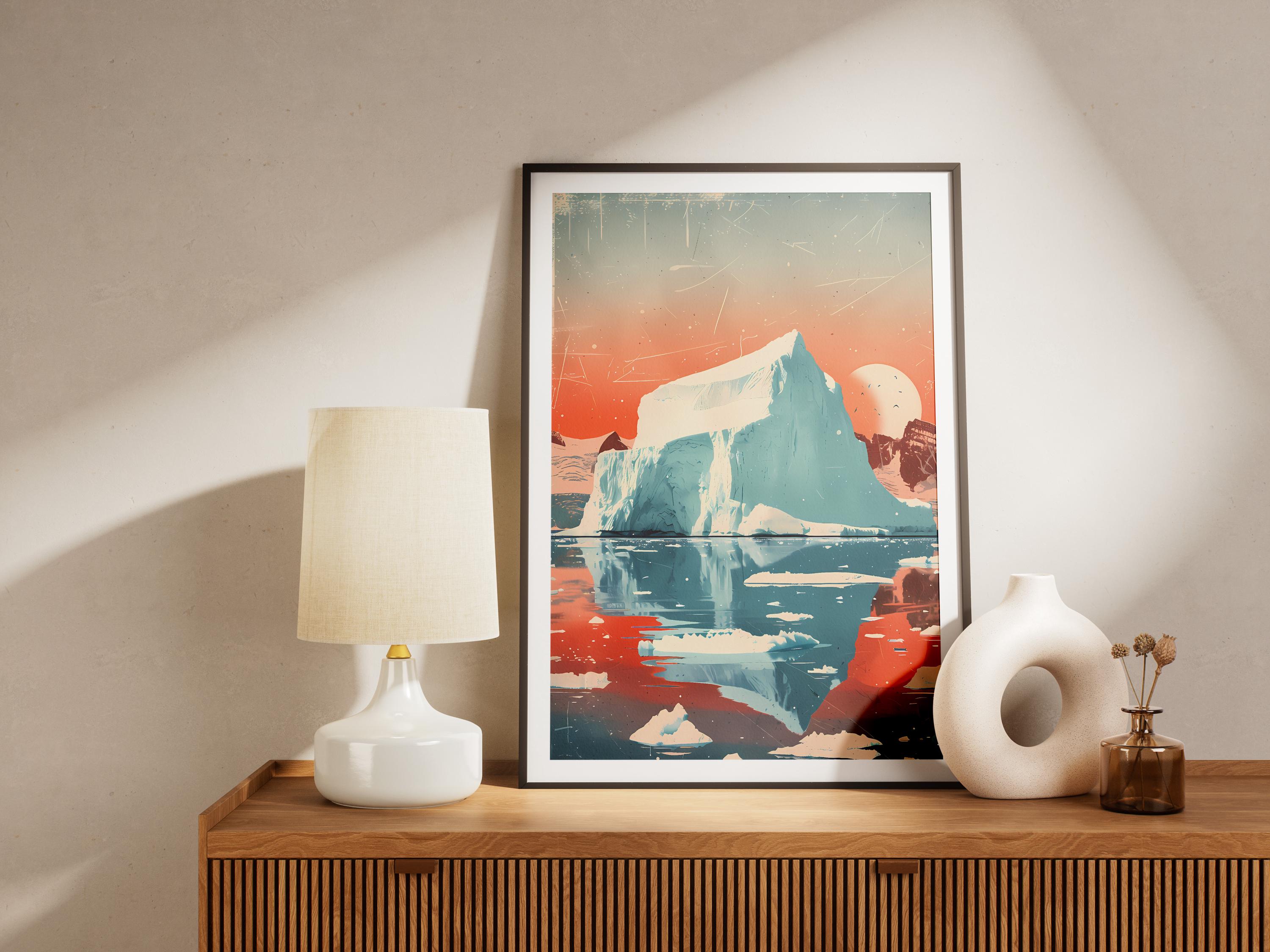 Minimalist Iceberg Poster Abstract Landscape Art Print Mid Century ...