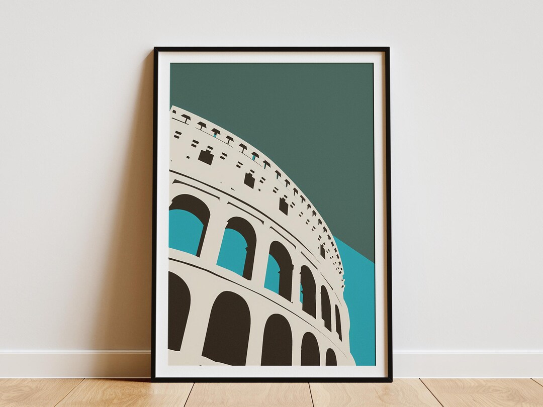 Minimalist Colosseum Print Rome Italy Architecture Wall Art Modern ...