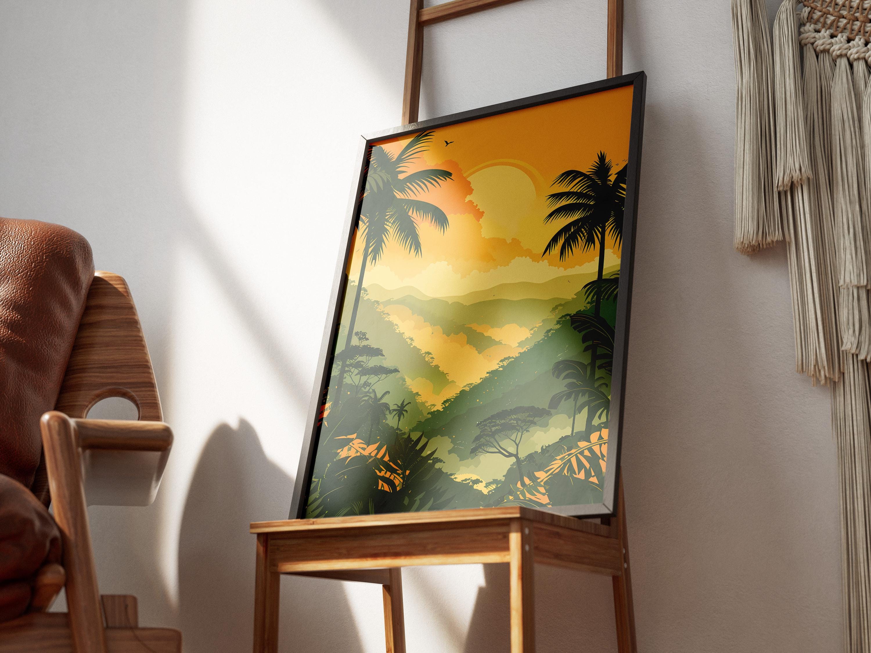 Tropical Rainforest Poster Modern Art Print Green Jungle Wall Decor ...