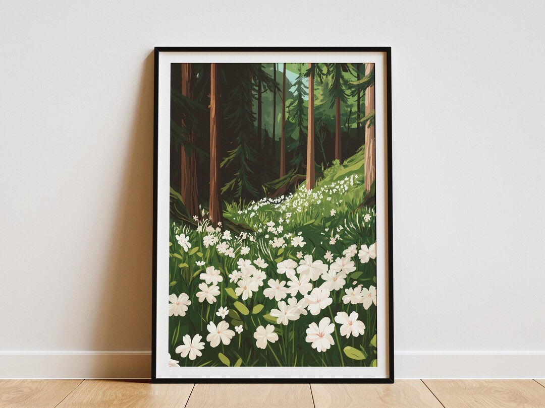 Forest Glade Wildflower Poster Nature Art Print Botanical Illustration ...