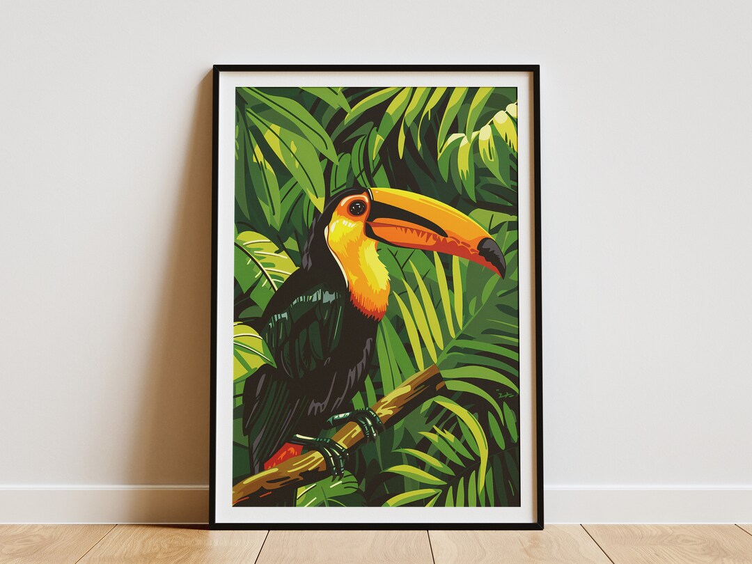 Tropical Toucan Poster Rainforest Bird Art Print Jungle Animal Wall ...