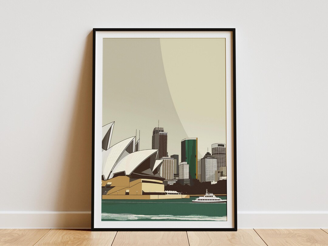 Sydney Opera House Minimalist Cityscape Print Australian Travel Poster ...