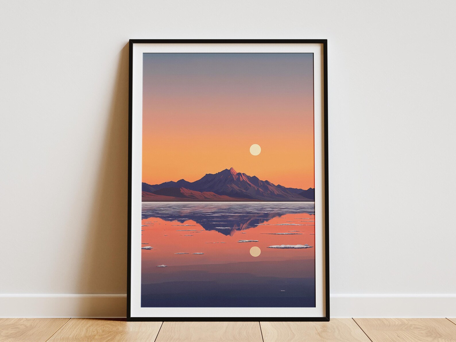 Salar De Uyuni Bolivia Flat Illustration Sunset Landscape Poster ...