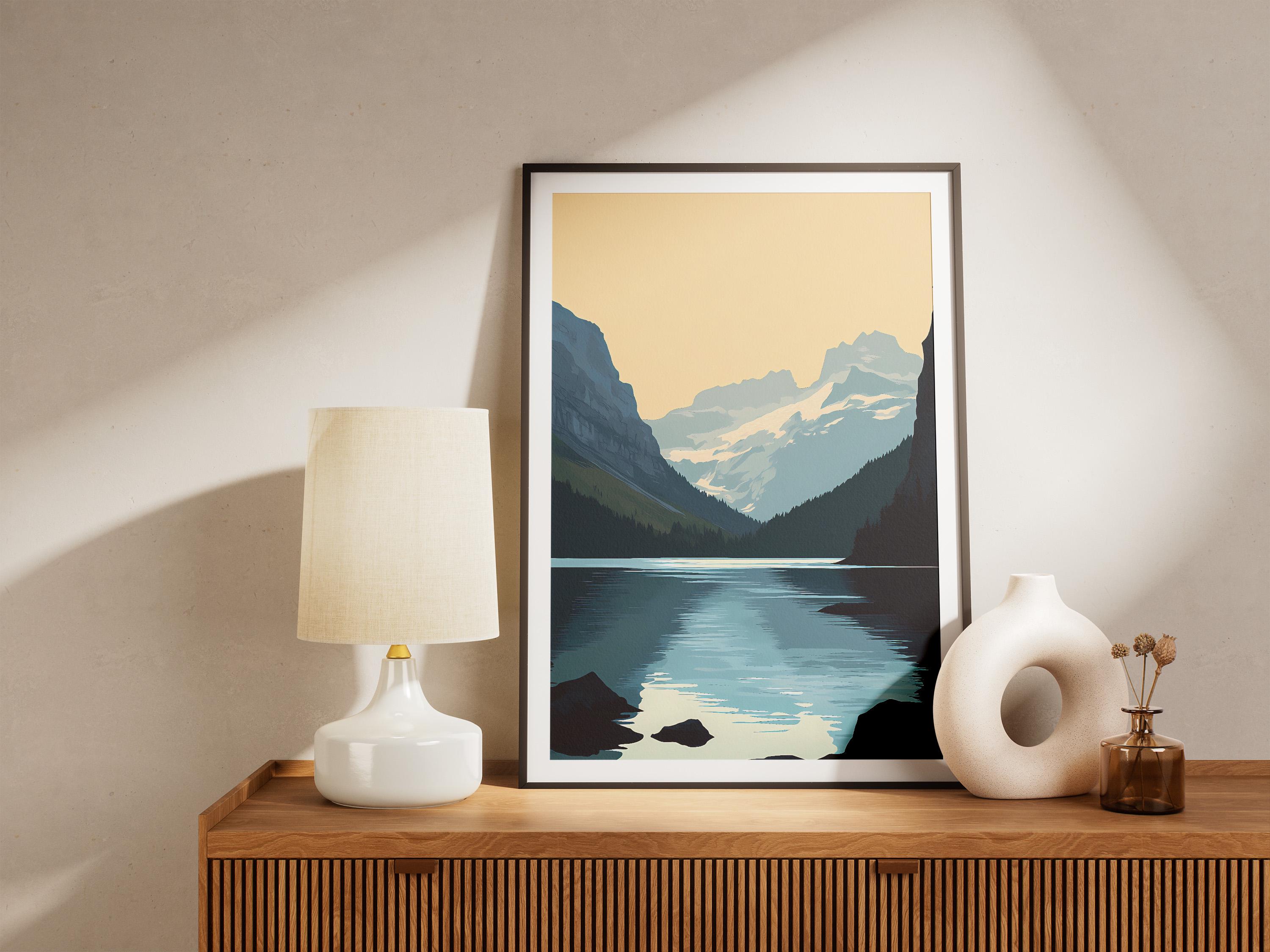 Switzerland Glarus Thrust Poster Minimalist Swiss Alps Lake Landscape ...
