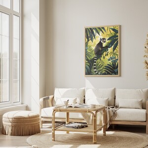 Lemur Jungle Poster Tropical Animal Art Print Rainforest Nature Wall ...