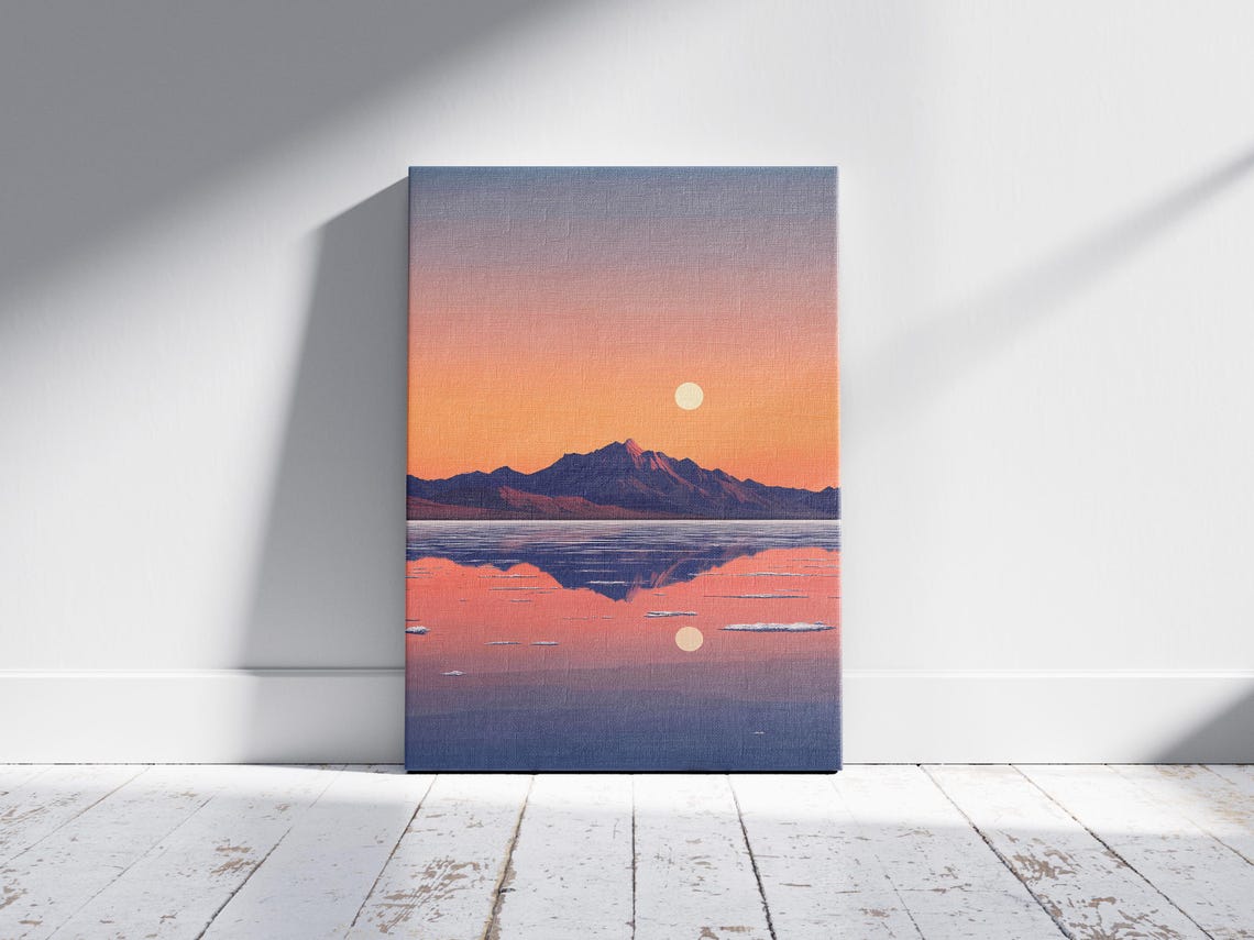 Salar De Uyuni Bolivia Flat Illustration Sunset Landscape Poster ...