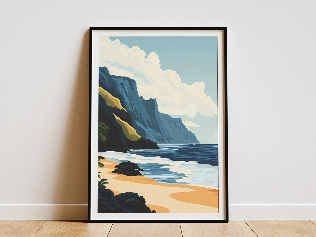 Na Pali Coast State Park Hawaii Beach Art Print Ocean View Poster ...