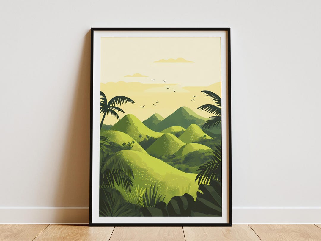 Chocolate Hills Philippines Poster Bohol Island Travel Print Green ...
