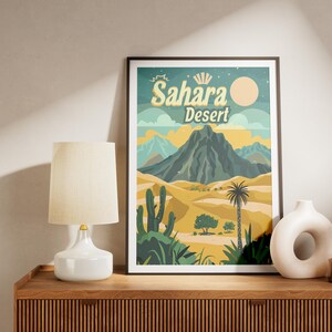 Sahara Desert Poster Minimalist Art Print Mid Century Modern Travel ...
