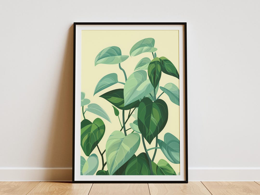 Minimalist Plant Poster Green Leaf Art Print Botanical Wall Decor Home ...
