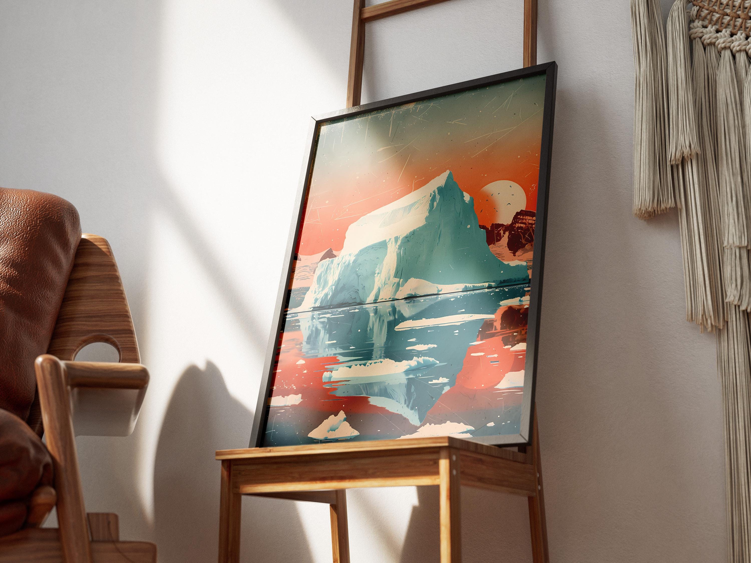 Minimalist Iceberg Poster Abstract Landscape Art Print Mid Century ...
