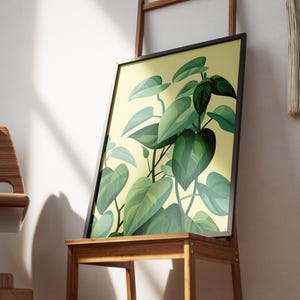 Minimalist Plant Poster Green Leaf Art Print Botanical Wall Decor Home ...