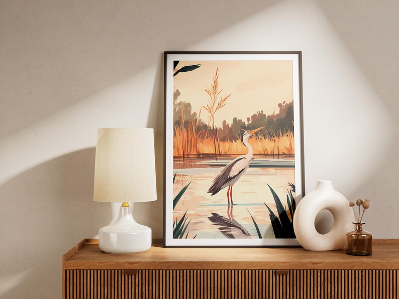 Anhinga Bird Poster Swamp Art Print Coastal Bird Illustration Flat ...