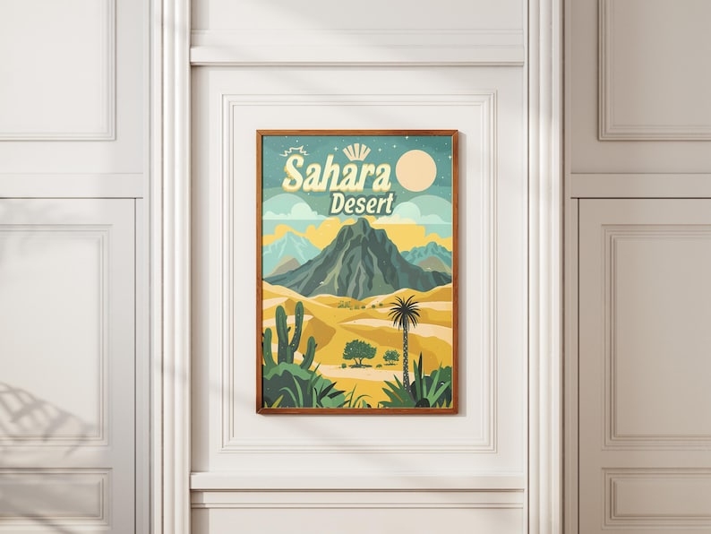 Sahara Desert Poster Minimalist Art Print Mid Century Modern Travel ...