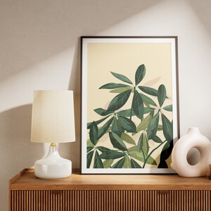 Minimalist Green Leaf Poster Modern Boho Art Print Botanical Home Decor ...