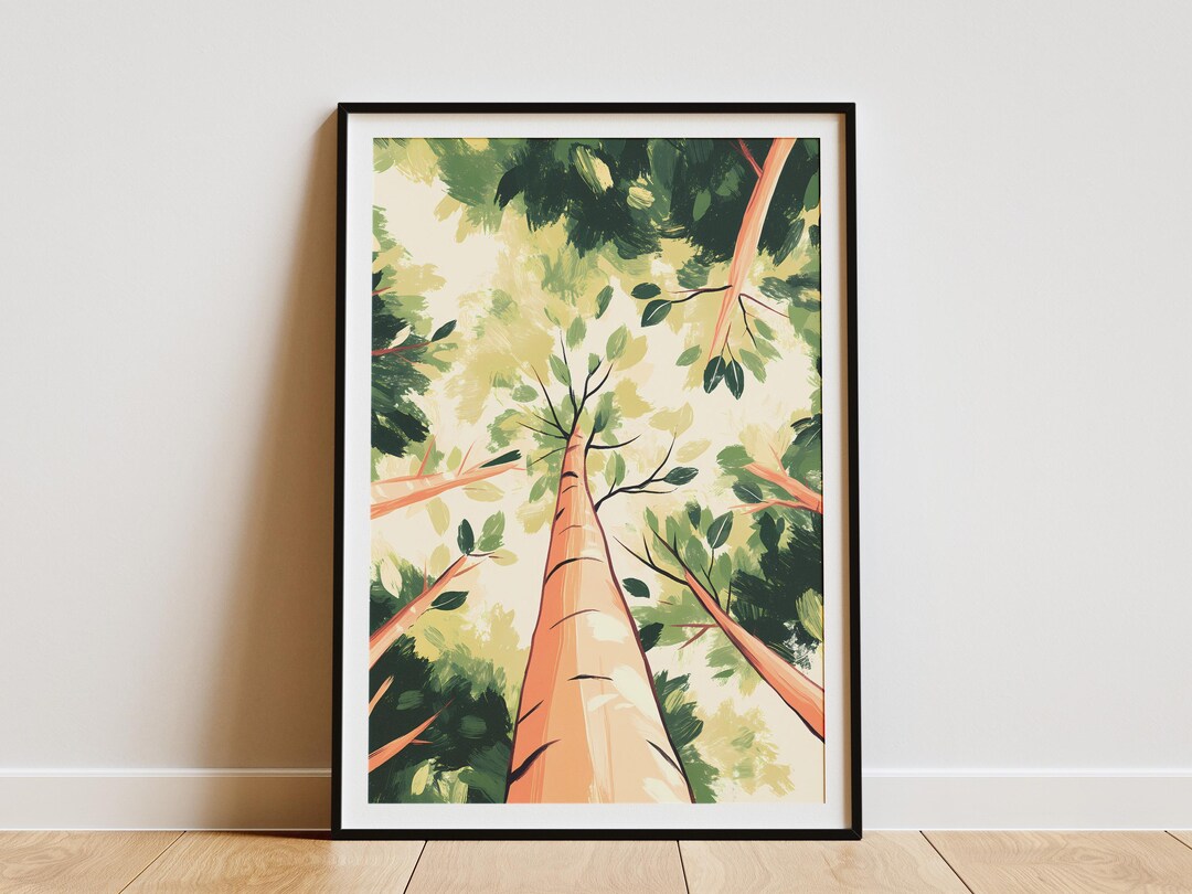 Forest Canopy Poster Spring Leaves Unfurling Nature Art Print Modern ...