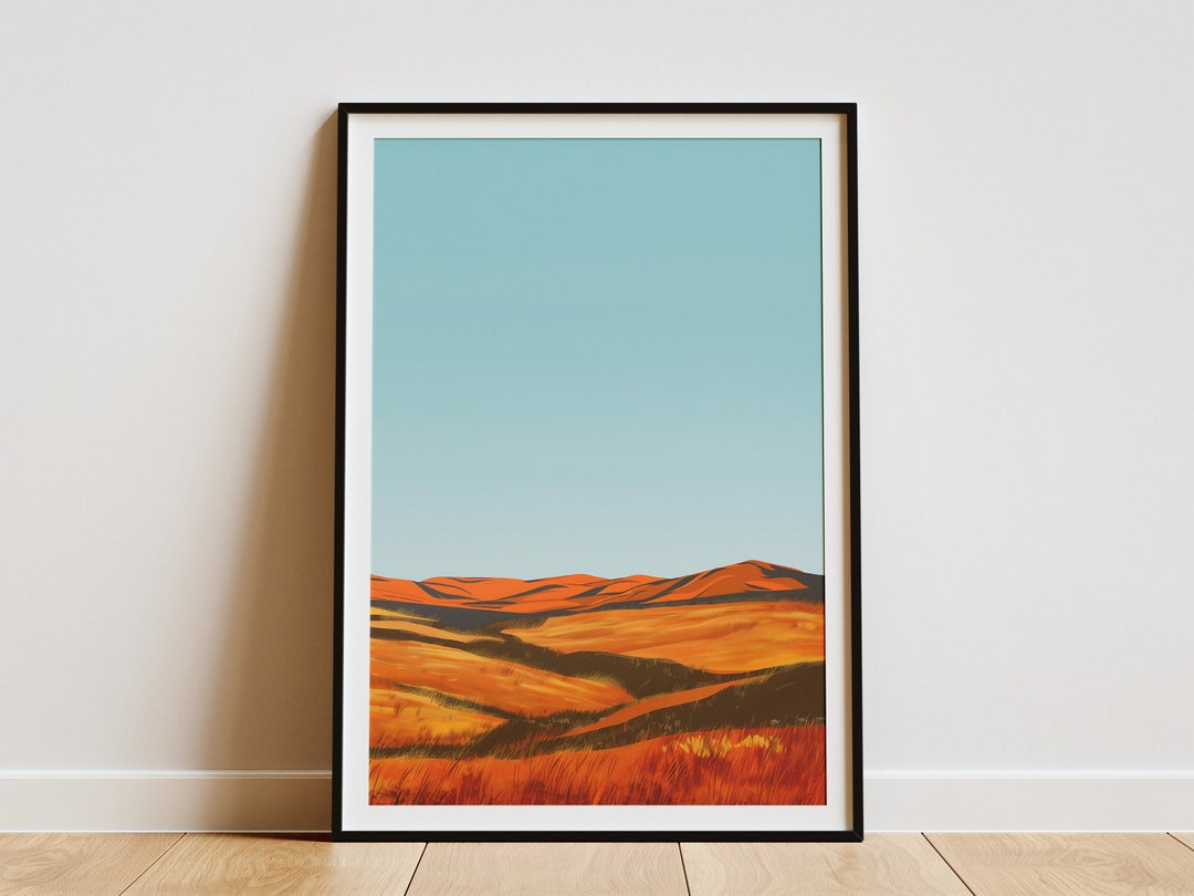 Nebraska Sandhills Poster Landscape Art Print Mid-century Modern Nature ...