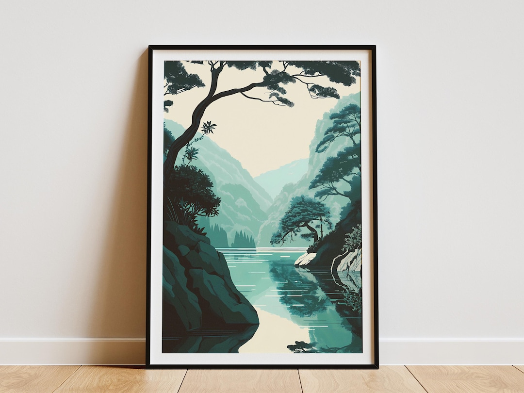 Yakushima Island Japan Teal Green Nature Landscape Poster Print ...