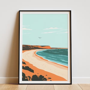 Ningaloo Coast Australia Beach Poster Minimalist Ocean Print Coastal ...