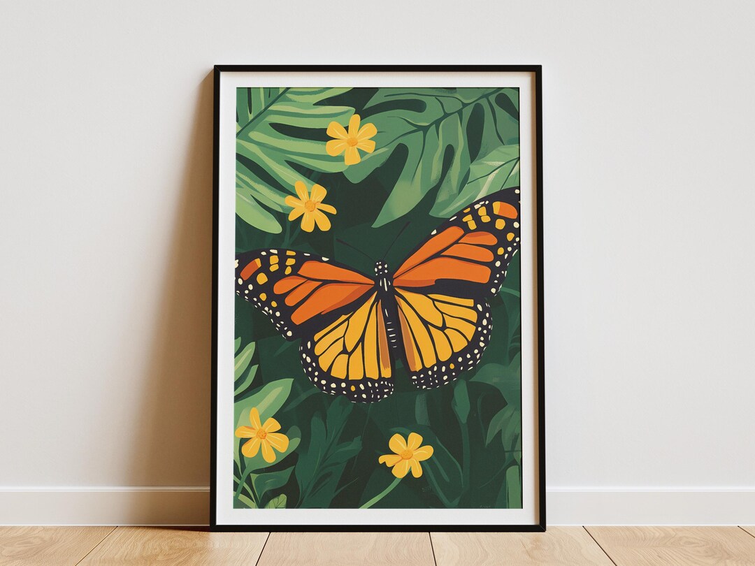 Monarch Butterfly Poster Mexico Butterfly Print Botanical Illustration ...