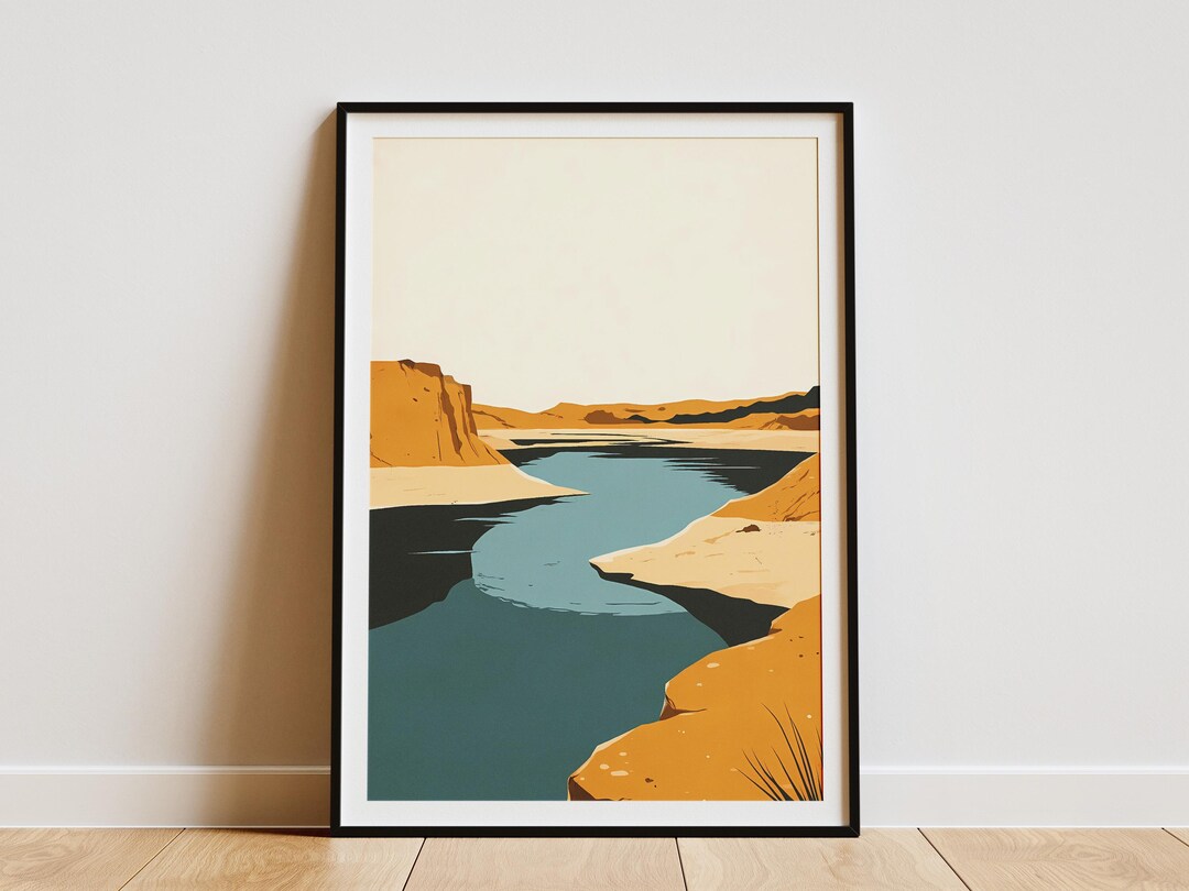 Chad Ounianga Lakes Poster Minimalist Landscape Print Modern Art Lake ...