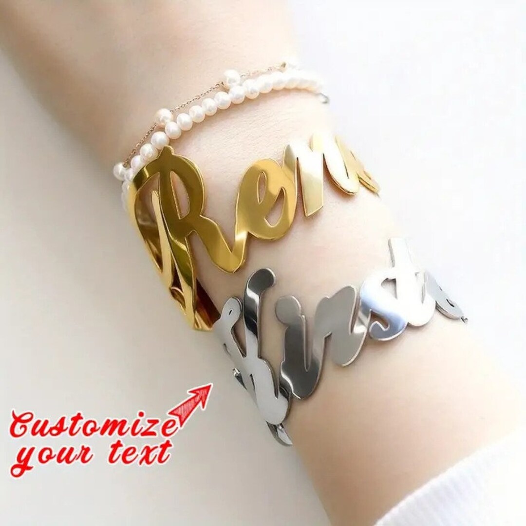 Personalized Name Handcuff Bangle: Ideal Gift for Her Custom Handmade ...