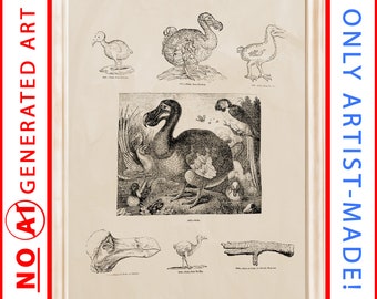 Vintage Pterodactyl Fossil Anatomy Early Paleontology 1800s Science ...