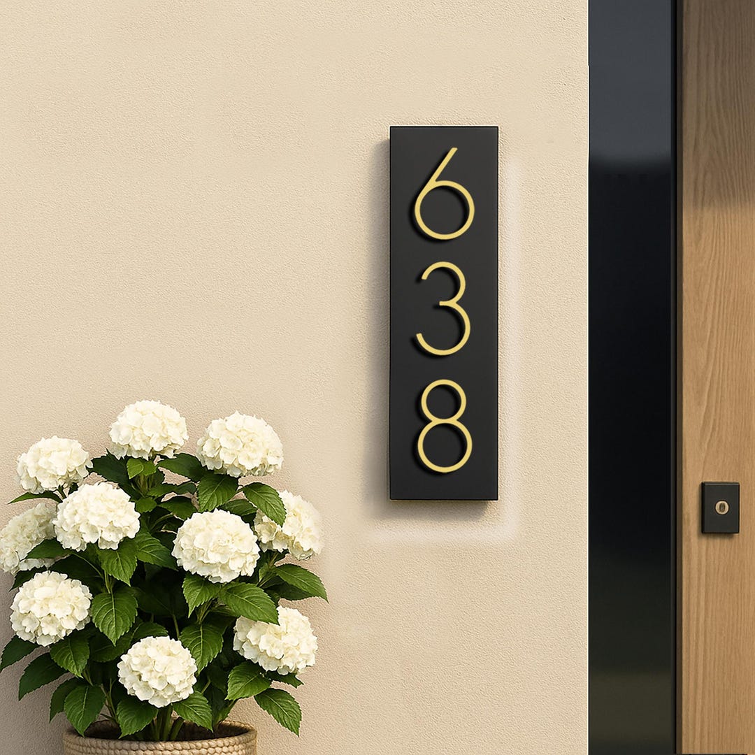 Gold House Number | Gold Number Address Sign in Vertical and Horizontal ...
