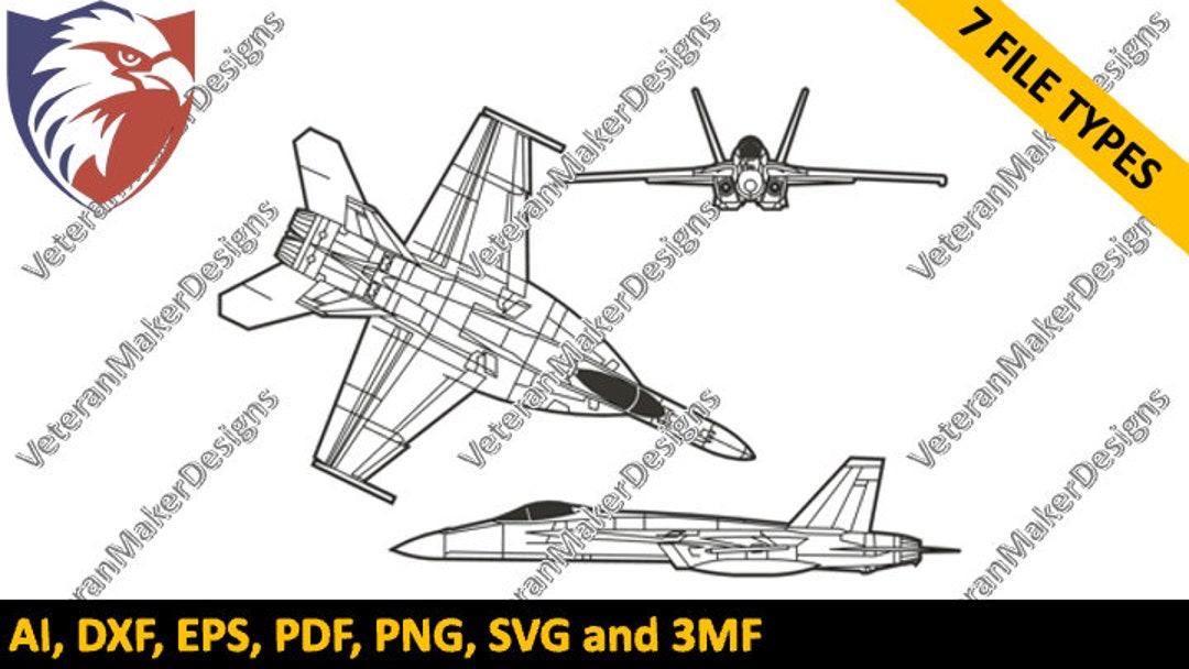 F-18 - Super Hornet - Blueprint Silhouettes - Etsy
