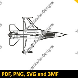 F-16 Fighting Falcon - Blueprint Silhouettes - Etsy