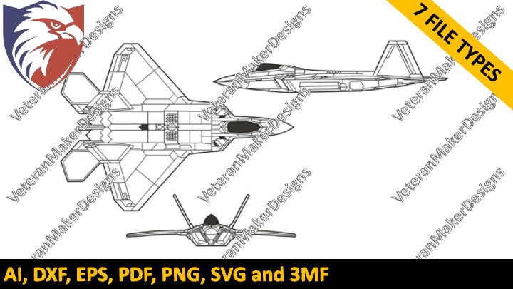 F-22 - Blueprint Silhouettes - Etsy