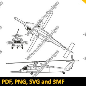 MH-60 - Blueprint Silhouettes - Etsy
