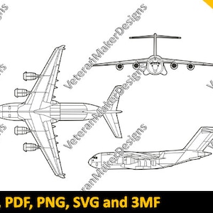 C-17 Globemaster - Blueprint Silhouettes - Etsy