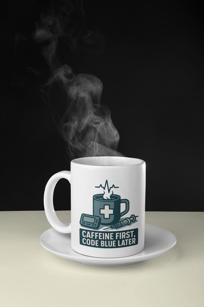 Caffeine First Code Blue Later Mug | Funny Nurse Coffee Mug | ER ICU ...